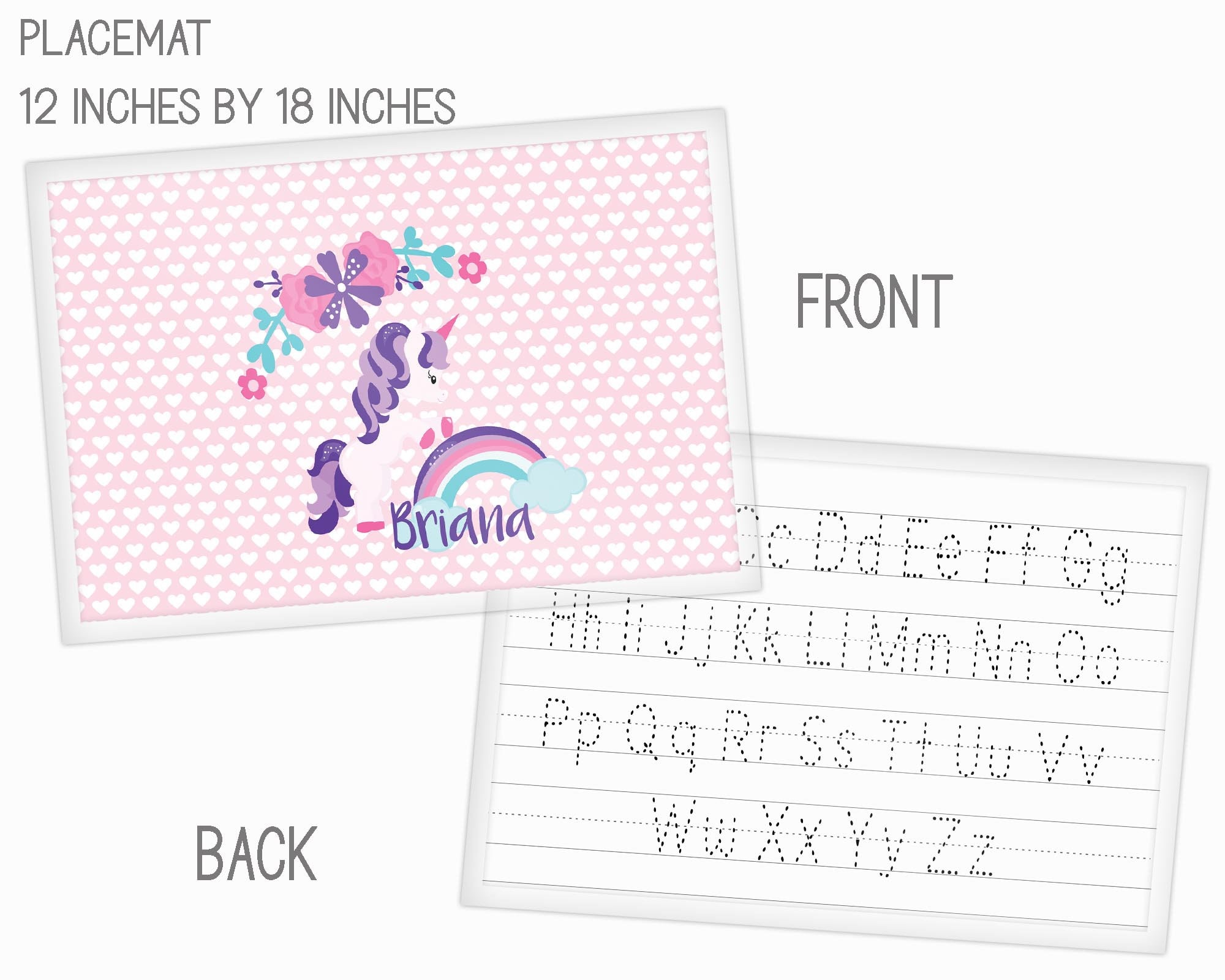 Unicorn and Rainbow Personalized Plate Heart Design Custom | Etsy