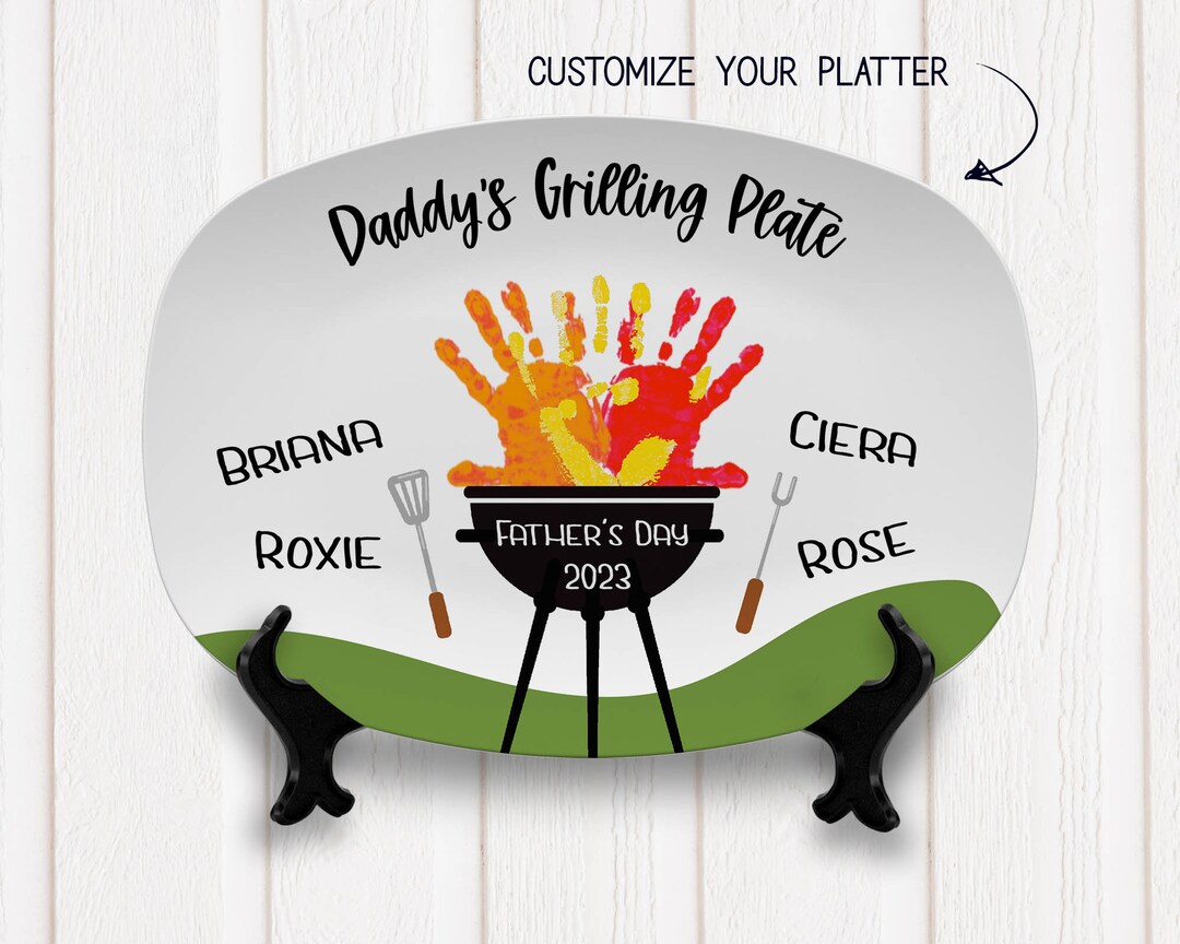 Handprint BBQ Grilling Platter With Signatures, Personalized Father's ...