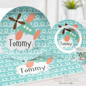 Personalized Airplane Plate, Plane 10" Polymer Kids Plate, Option for ...