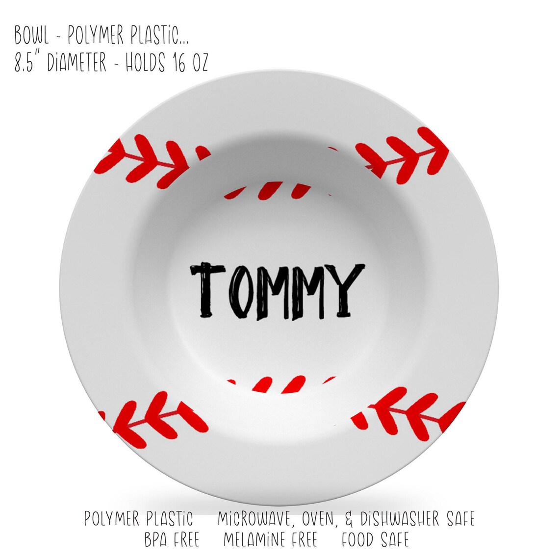 Personalized Baseball Plate, Sports 10" Polymer Kids Plate, Option for ...
