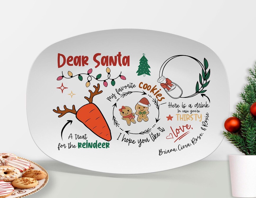 Milk and Cookies for Santa Personalized Platter, Dear Santa Cookie Tray ...