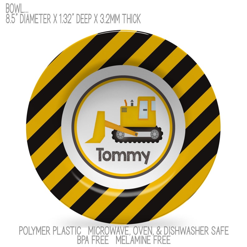 Personalized Bulldozer Plate Construction Tractor Dinnerware | Etsy