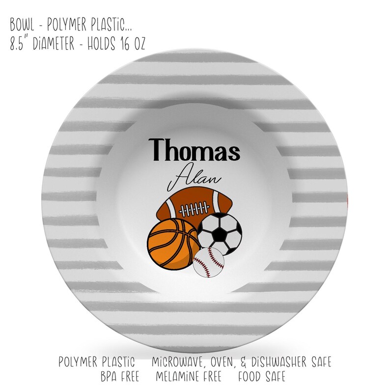 Personalized Sports Ball Plate: Polymer Plastic Kids Dinnerware - Etsy