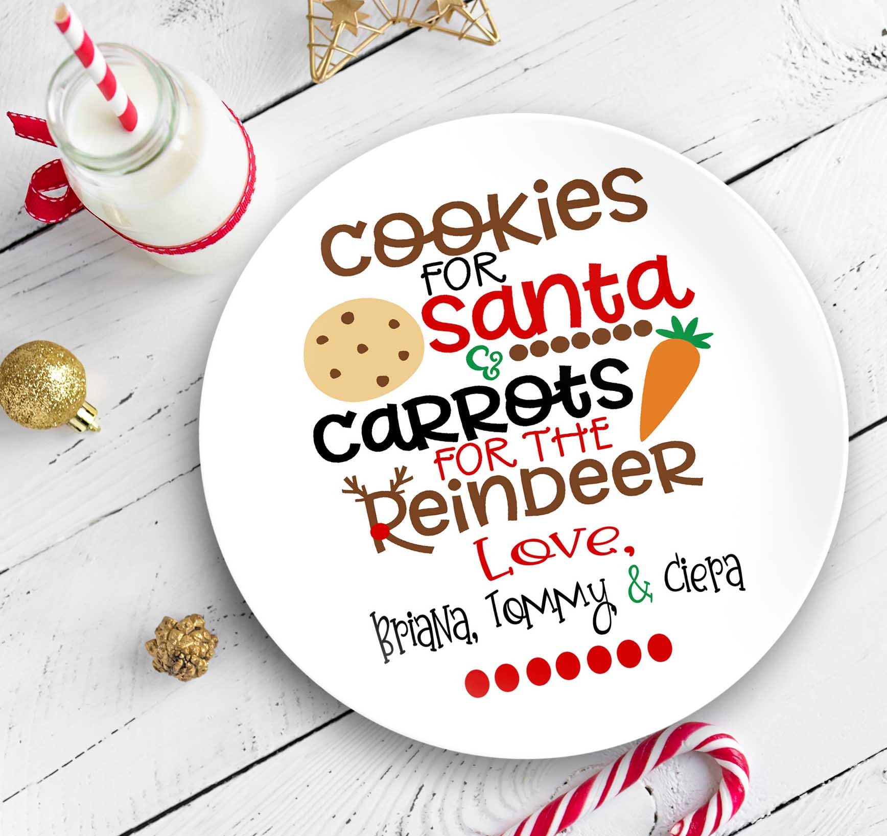 Personalized Cookies For Santa Plate Carrots for Reindeer | Etsy