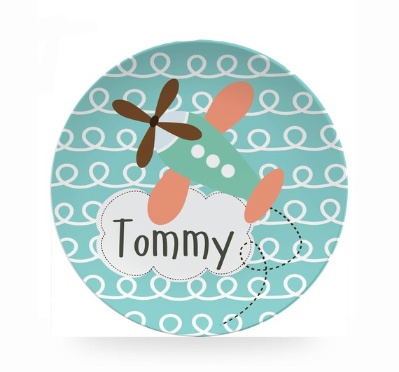Personalized Airplane Plate Plane Dinnerware With Name for - Etsy
