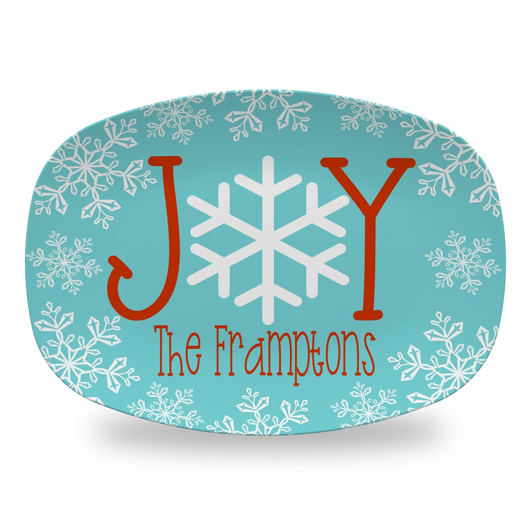 Personalized Blue Snowflake Christmas Platter, Santa Plate, Holiday ...