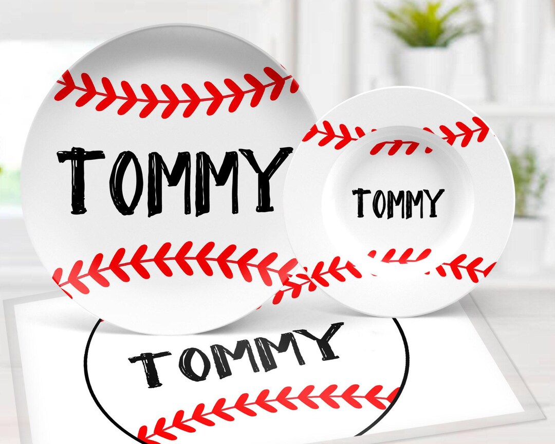 Personalized Baseball Plate, Sports 10" Polymer Kids Plate, Option for ...