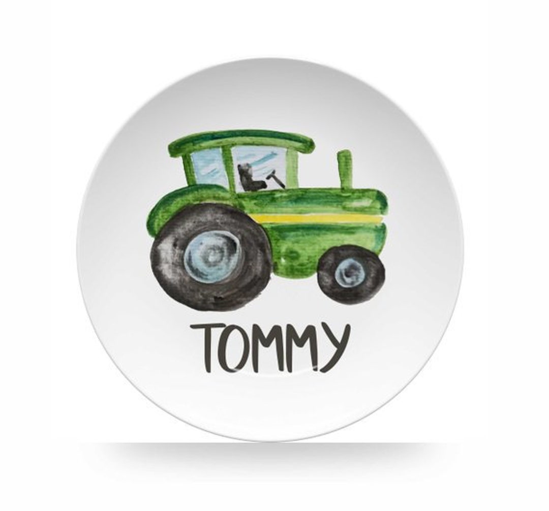 Personalized Farm Tractor Plate, 10 Polymer Kids Plate, Option for ...