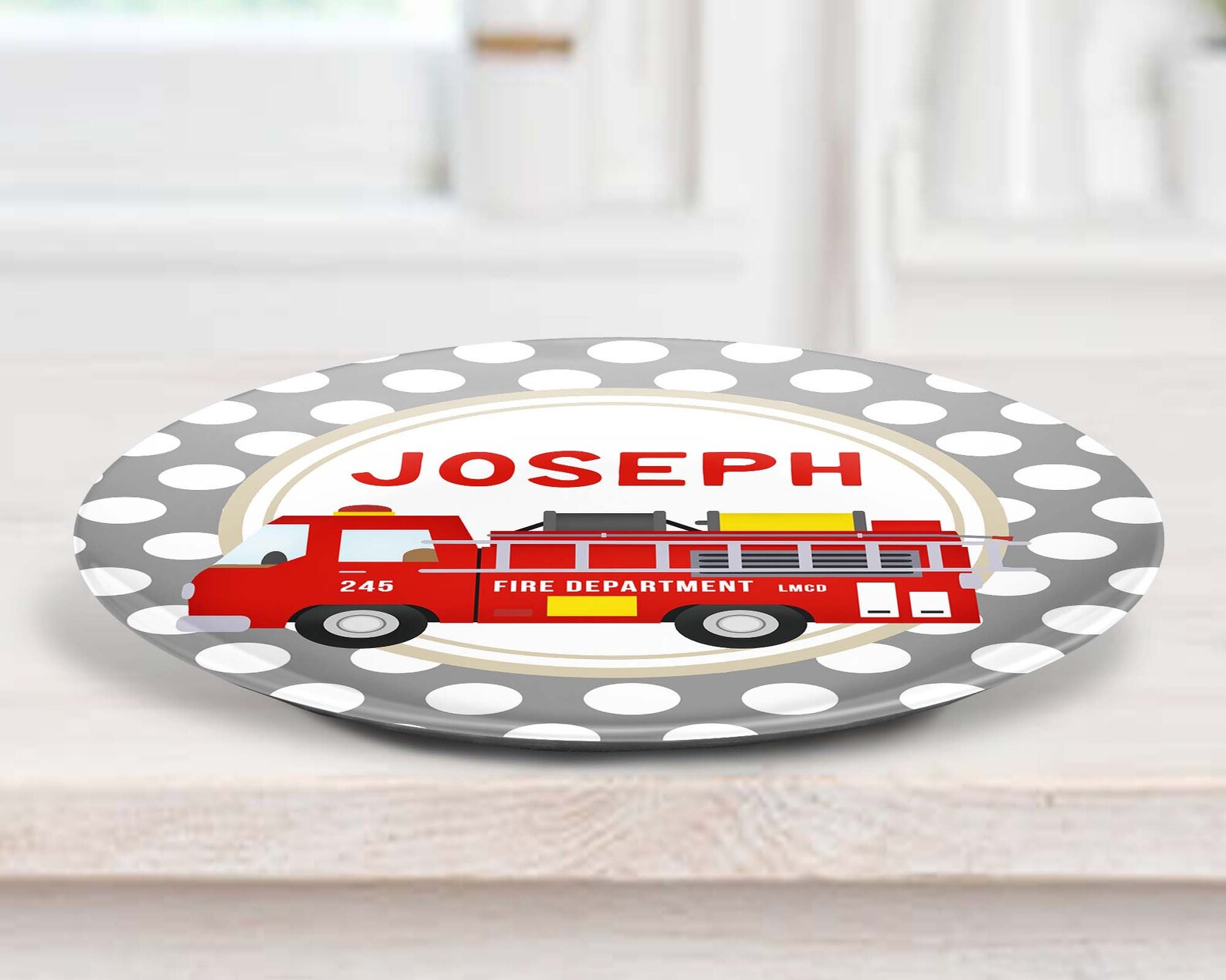 Personalized Fire Truck Plate 10 Polymer Firetruck - Etsy