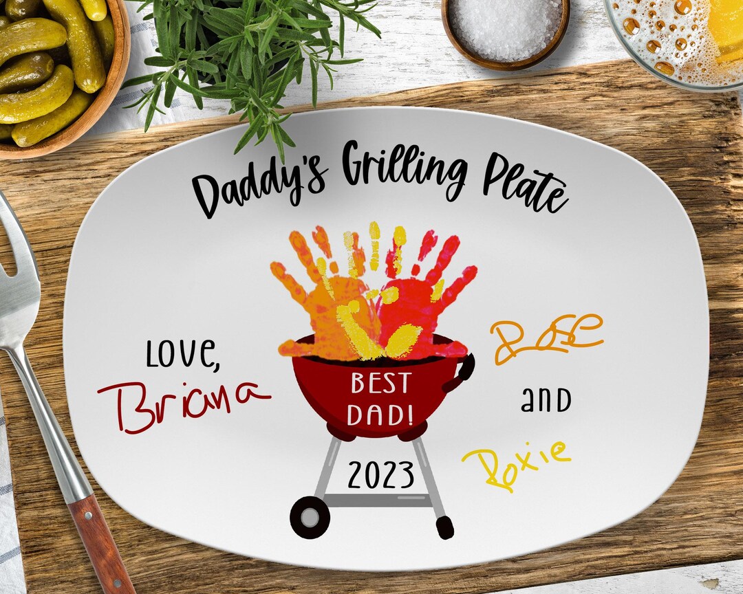 Handprint BBQ Grilling Platter With Signatures, Personalized Father's ...