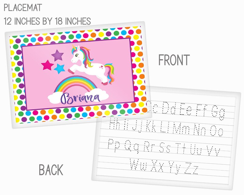 Unicorn and Rainbow Personalized Plate Polka Dot and Stars | Etsy