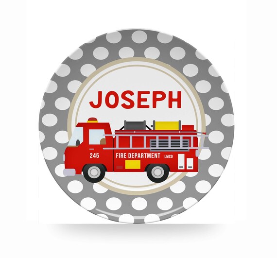 Personalized Fire Truck Plate 10 Polymer Firetruck | Etsy