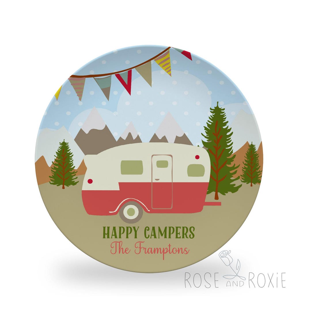 Personalized Camper Plate, Retro Style RV 10" Polymer Kids Plate ...