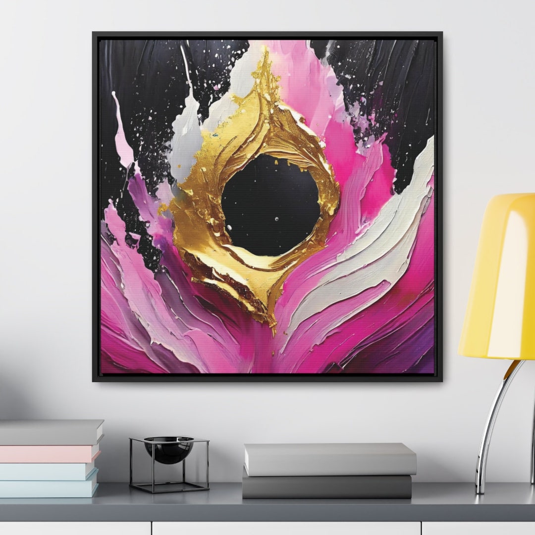 Canvas Print Wall Art Hot Pink and Gold Abstract Art, 30x30, 24x24 ...