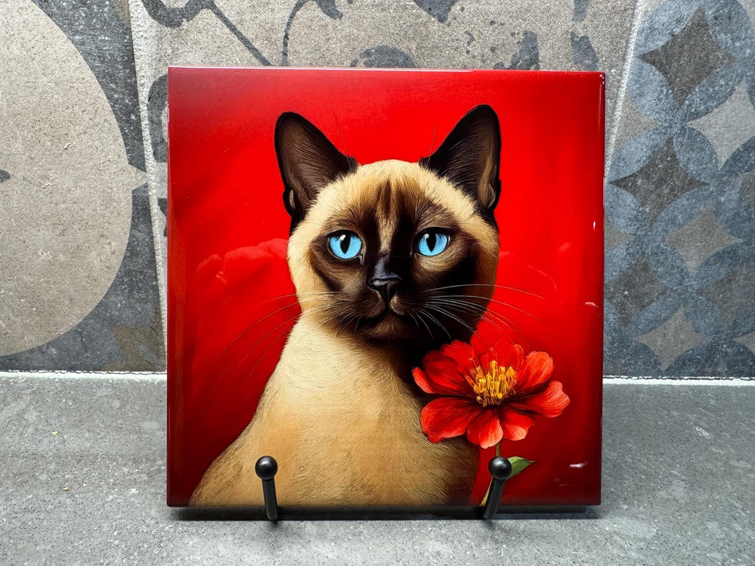 Siamese Cat Trivet for Hot Dishes, Hot Plate Coaster Tile Art, Custom ...