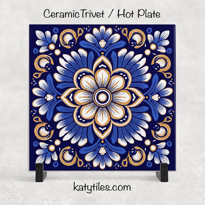 Talavera Blue Trivet - Etsy UK