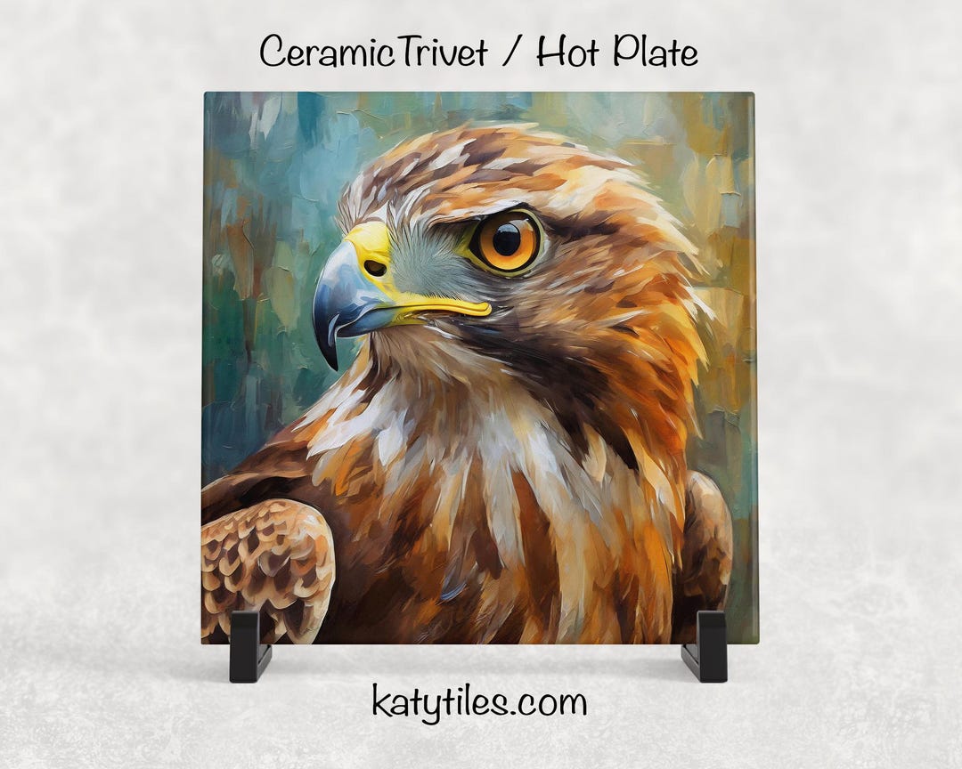2 Designs! Ferruginous Hawk Ceramic Tile Trivet/coaster – 6x6 Handmade ...