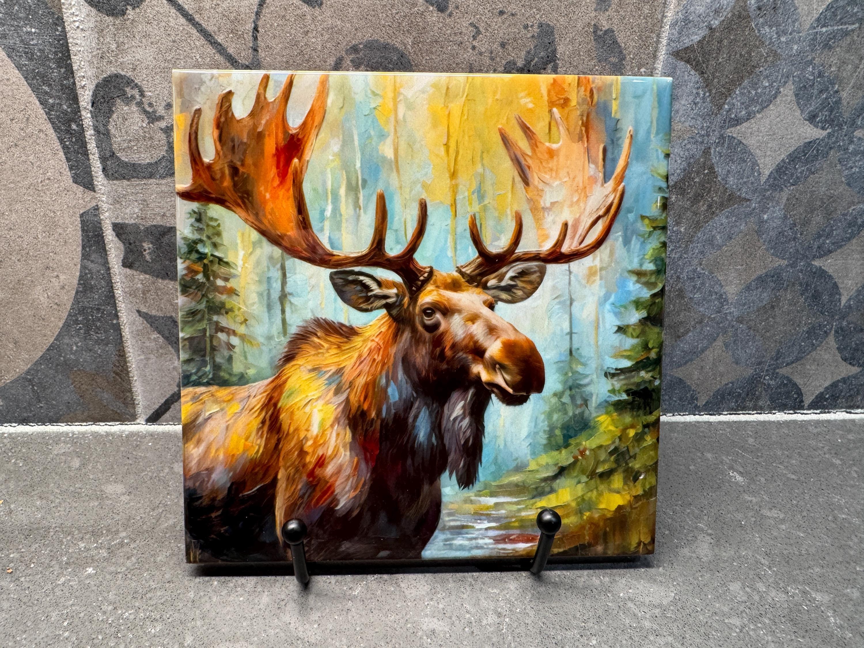 Moose Trivet for Hot Dishes, Hot Plate Coaster Tile Art, Custom Pot ...