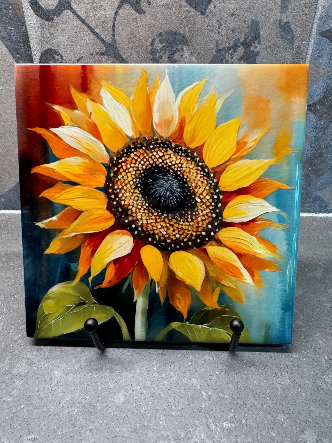 Sunflower Trivet for Hot Dishes, Hot Plate Coaster Tile Art, Custom Pot ...