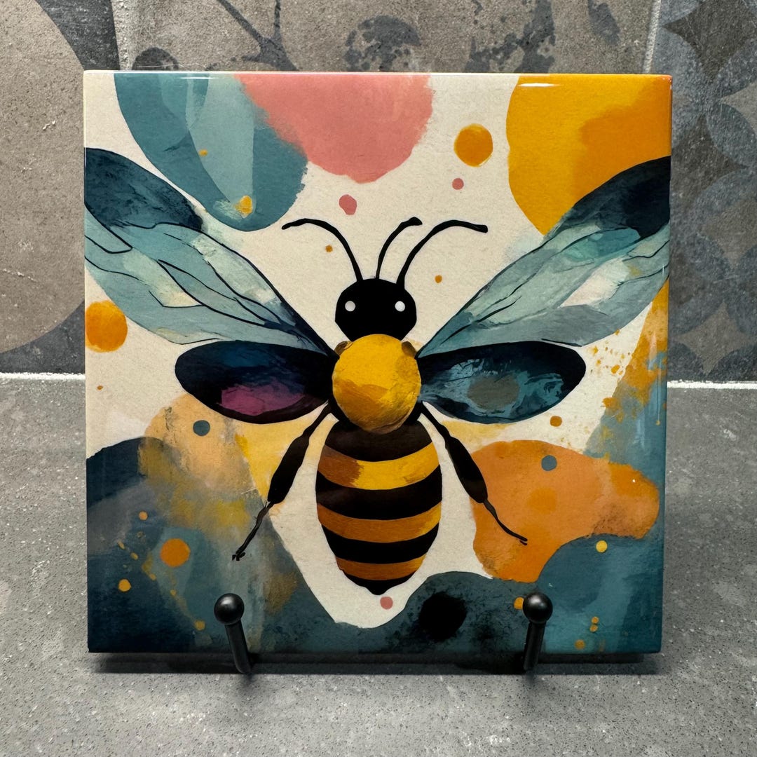 Bee Tile Trivet for Hot Dishes, Hot Plate Coaster Tile Art, Custom Pot ...