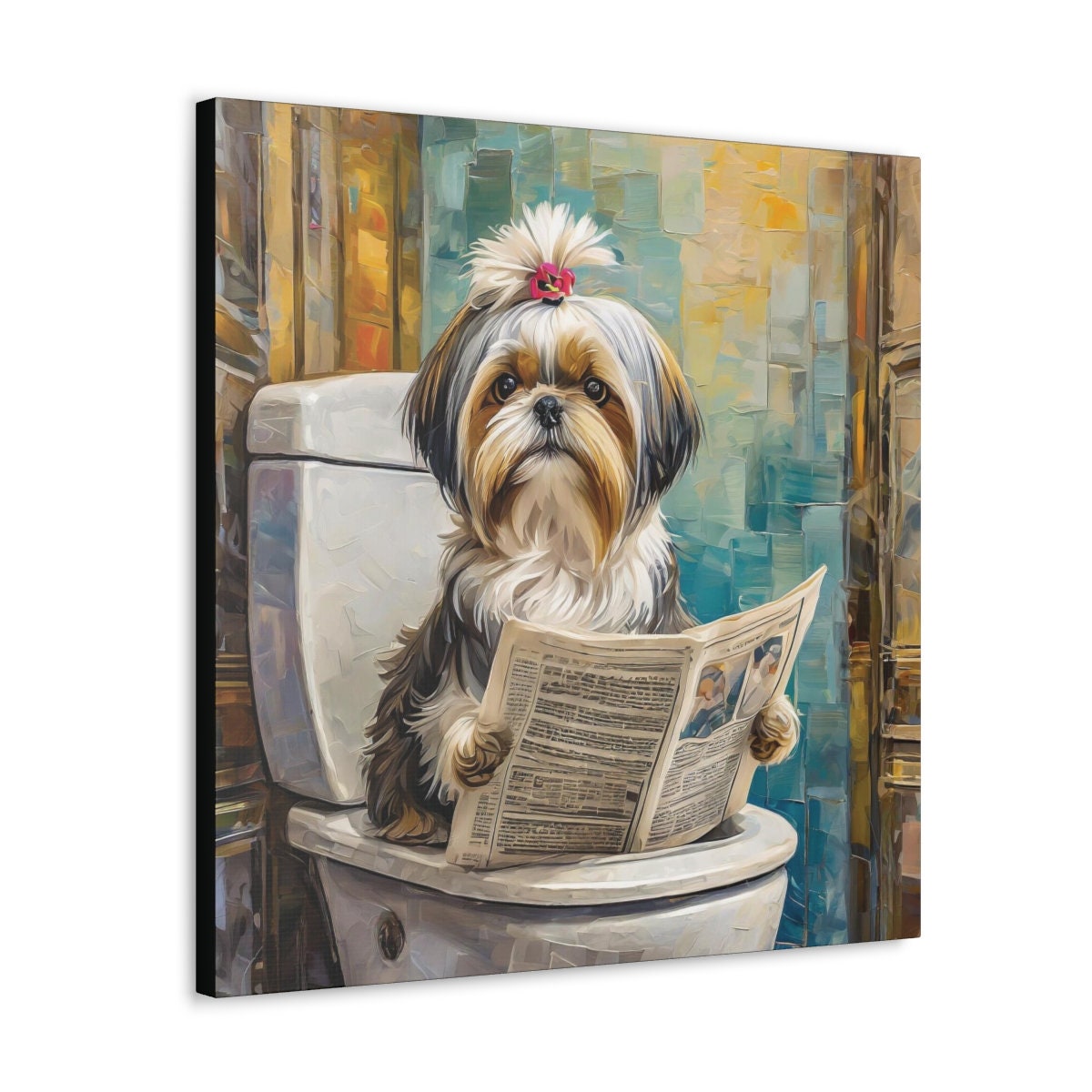 Frameless Canvas Print, Poopin' Shih Tzu, 30x30, 24x24, 20x20, 16x16 ...