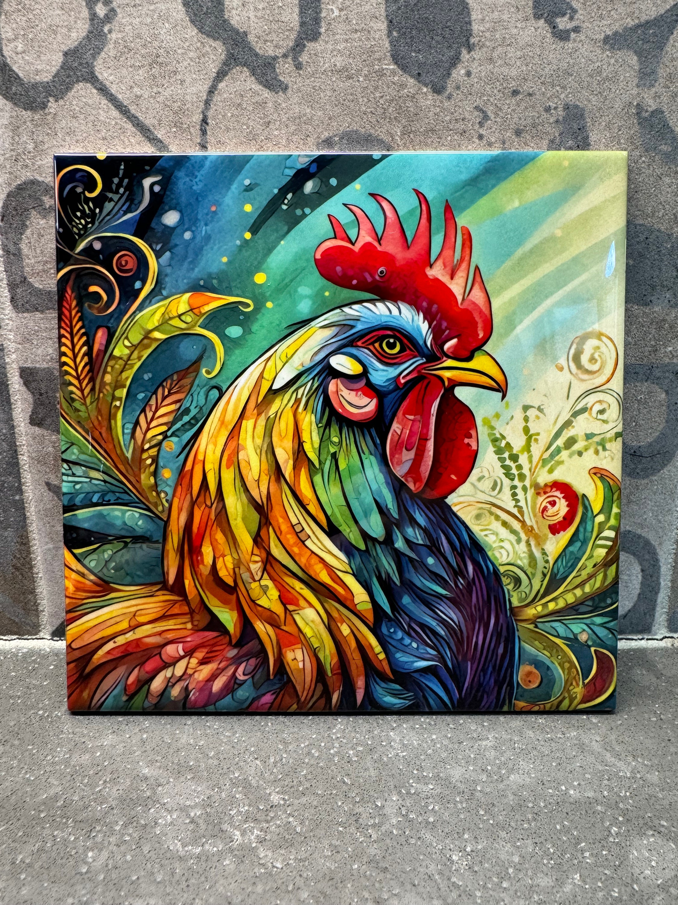 Rooster Hot Pot/dish Trivet. Rooster Trivet. Hot Plate. 6x6 Trivet ...