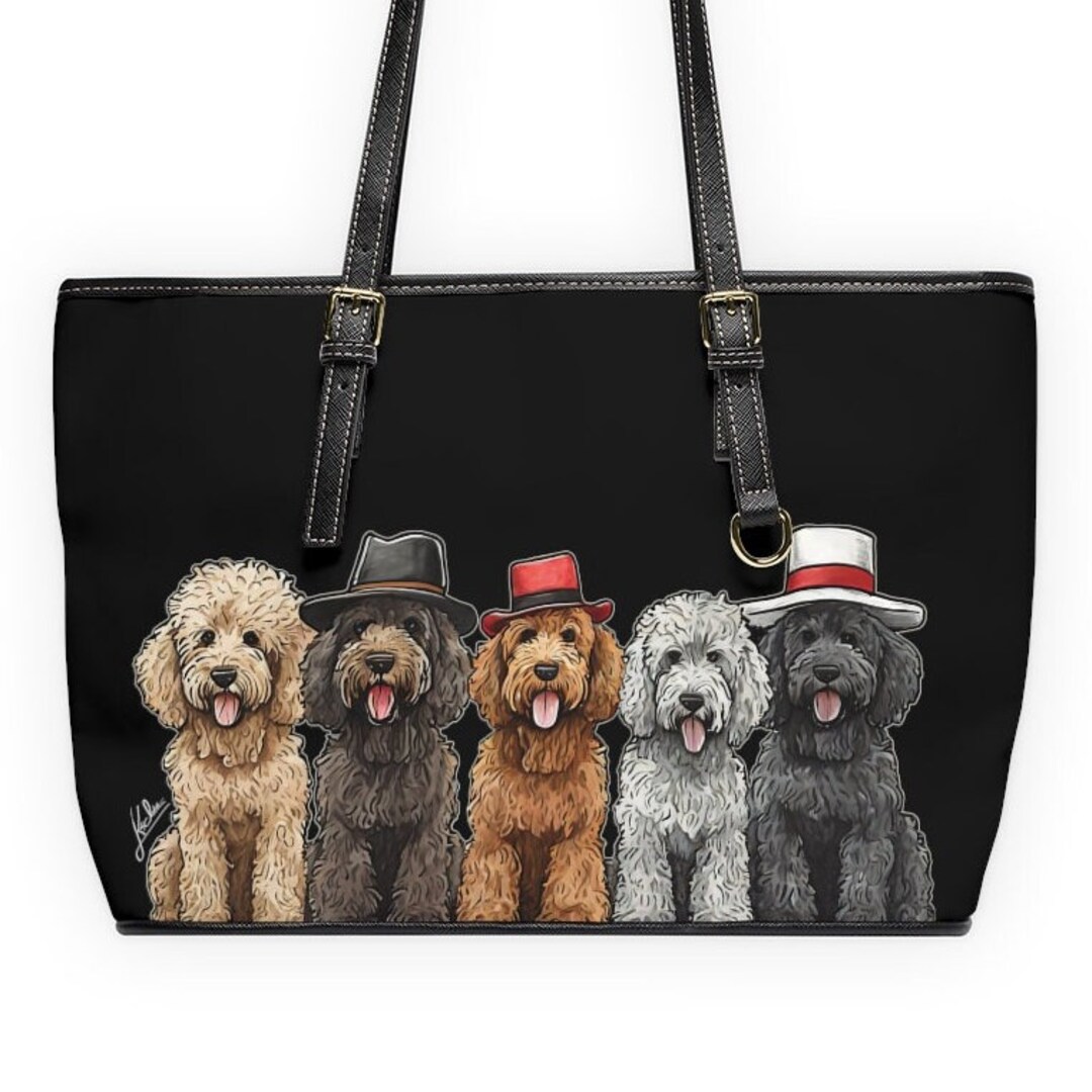 Doodle Vegan Leather Tote Purse, Goldendoodle Gift, Sheepadoodle Gift ...