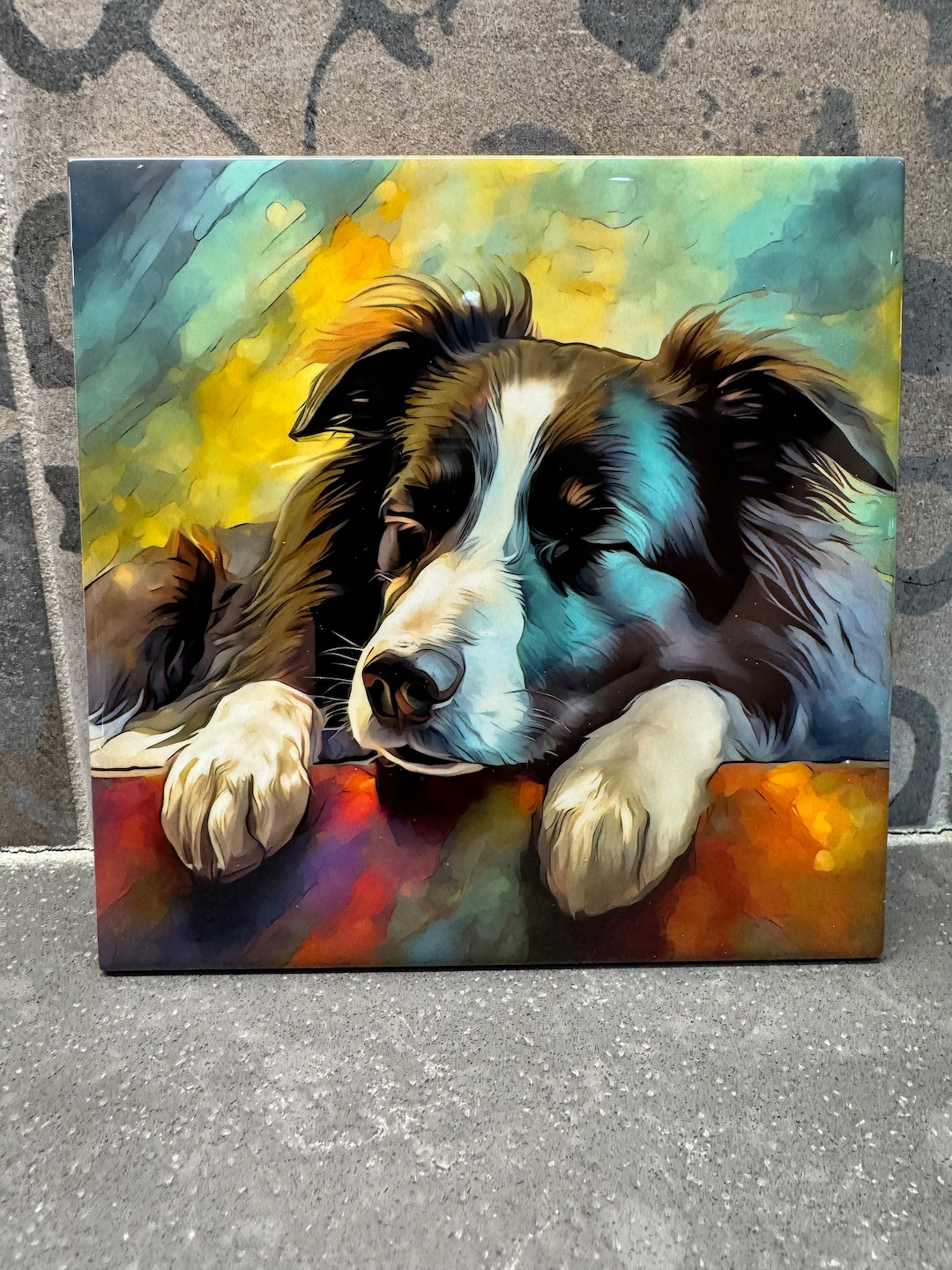 Sleeping Border Collie Trivet for Hot Dishes. 6x6 Hot Plate. Border ...