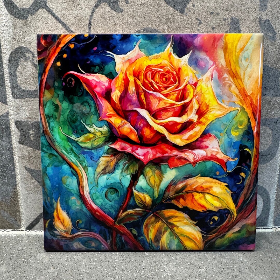 9 Designs! Rose Ceramic Tile Trivet. Trivet for Hot Dishes. Tile Art ...