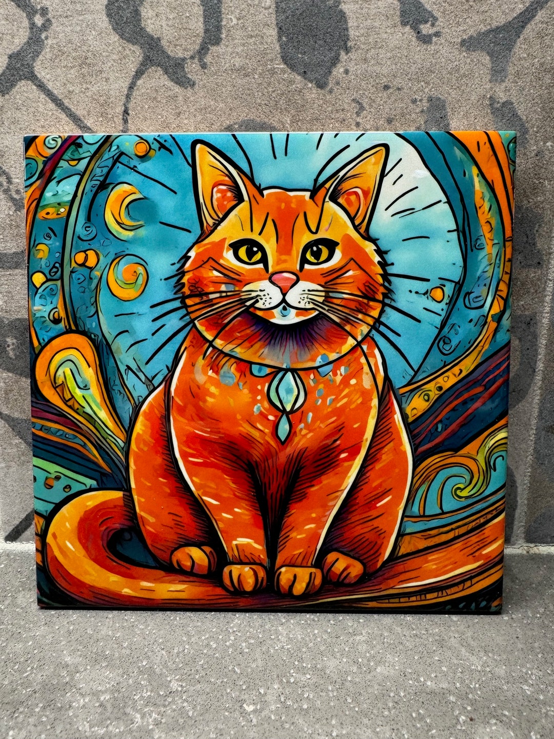 Ginger Cat Trivet. Orange Cat Trivet. Hot Plate. 6x6 Trivet. Cat ...