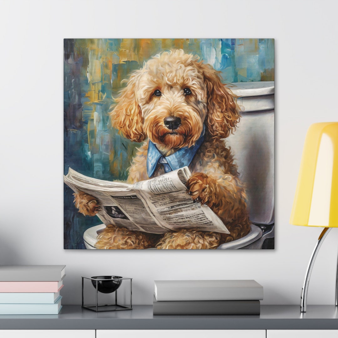 Poopin' Doodle Canvas Print - Dog Bathroom Art, Frameless, Different ...