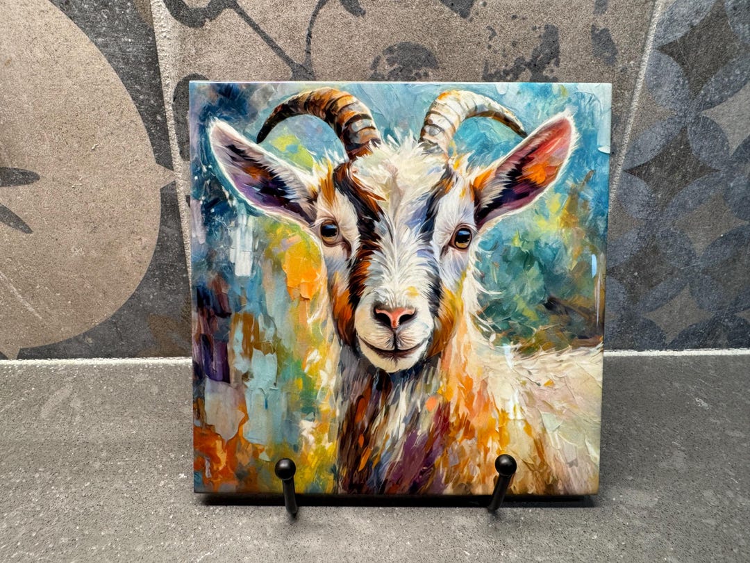 Goat Ceramic Tile Trivet/coaster – 6x6 Handmade Farmhouse Kitchen Decor ...