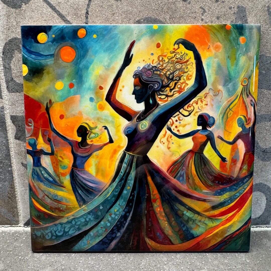 6 Designs! Dancing Ceramic Tile Trivet. Trivet for Hot Dishes. Tile Art ...