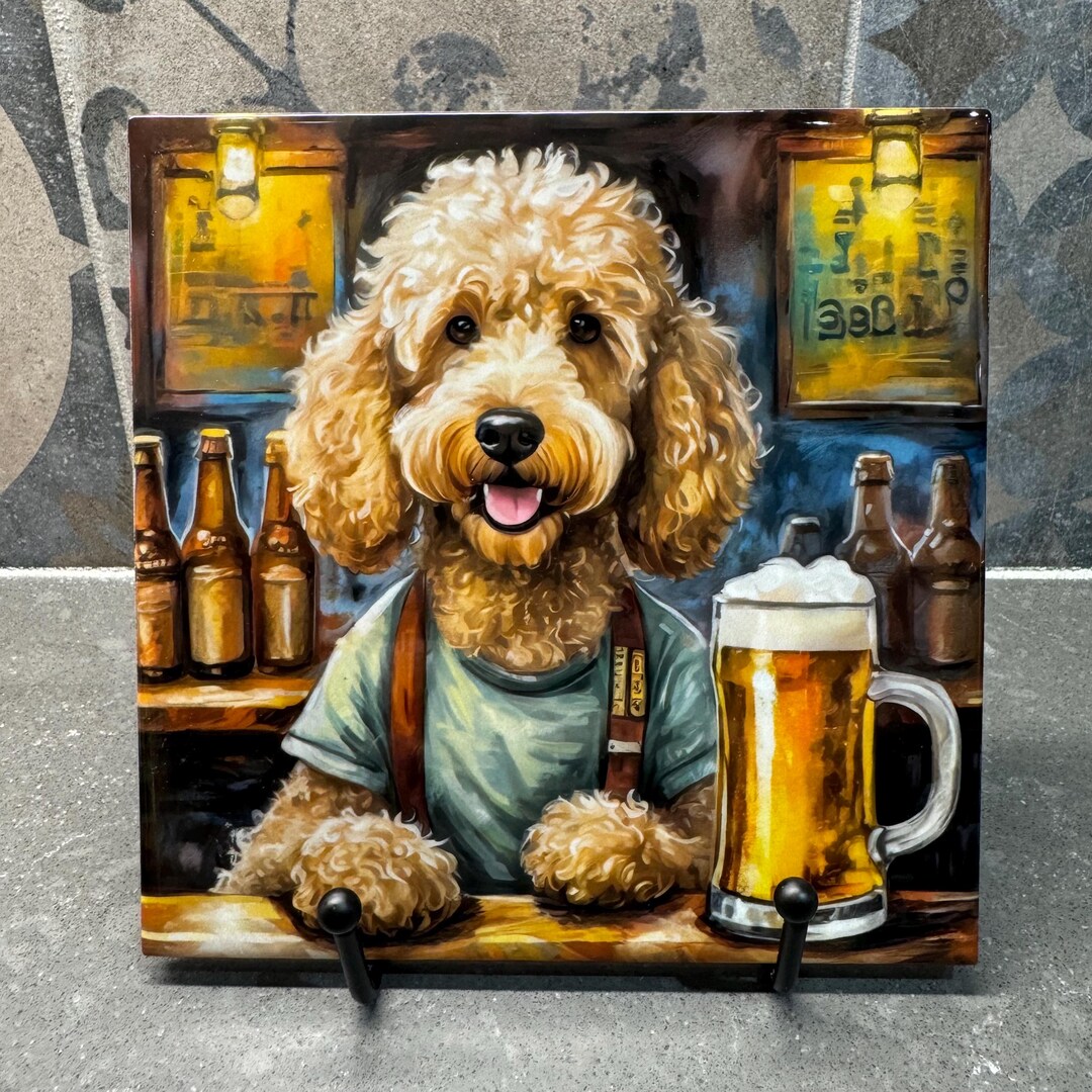 Beer Drinking Goldendoodle Trivet for Hot Dishes, Hot Plate Coaster ...