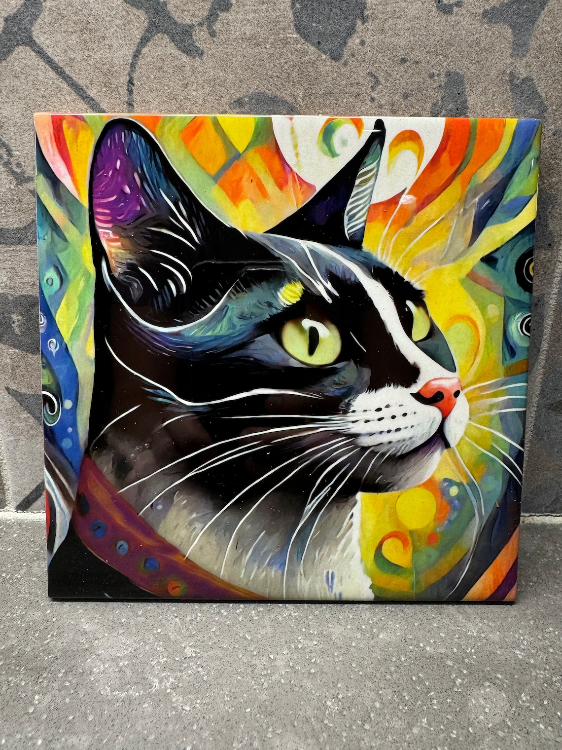 Tuxedo Cat Trivet. Black and White Cat Trivet. Hot Plate. 6"x6" Trivet ...