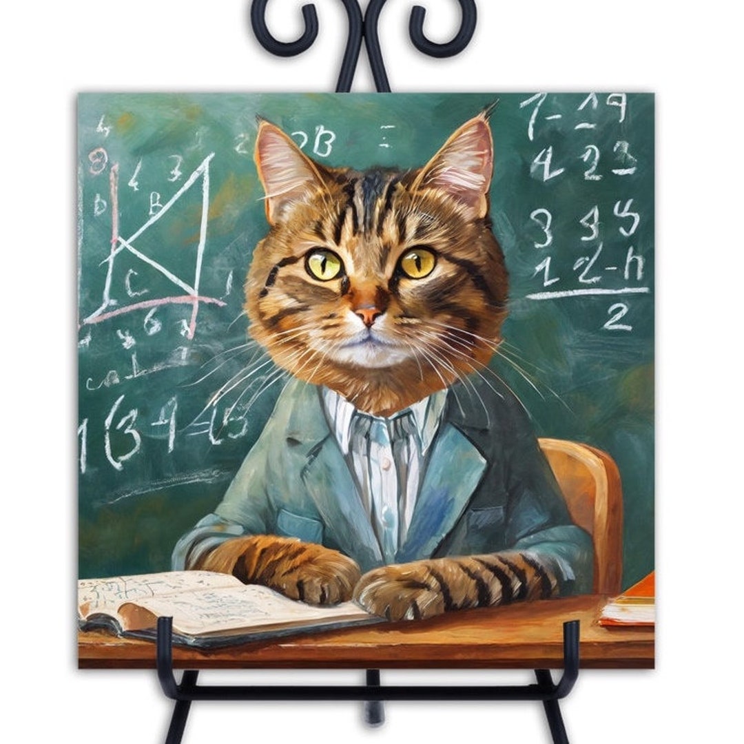 Tabby Cat Teacher Appreciation Gift, Professor. Trivet for Hot Dishes ...