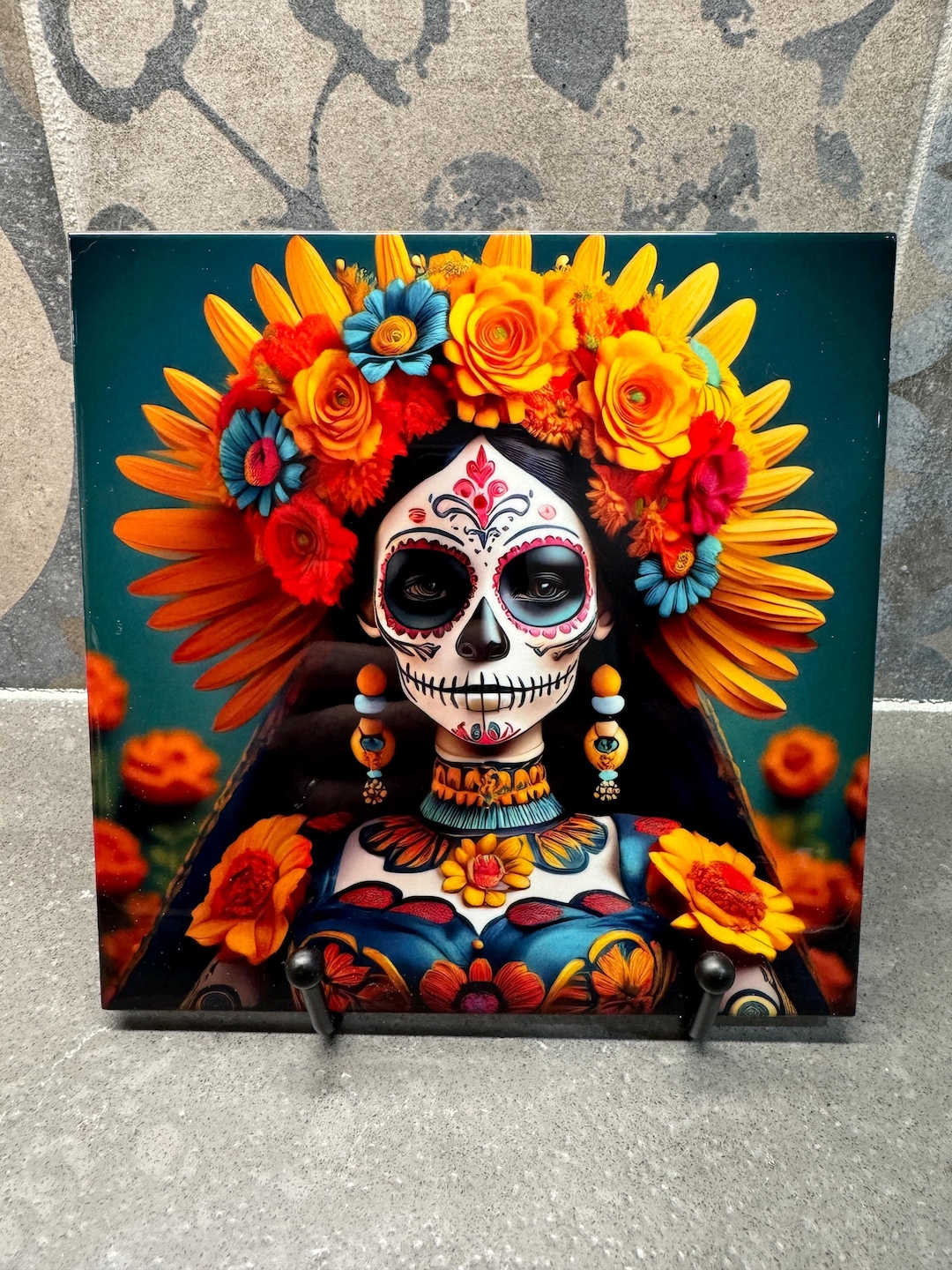 3 Designs - Day of the Dead La Catrina Ceramic Tile Trivet/coaster ...