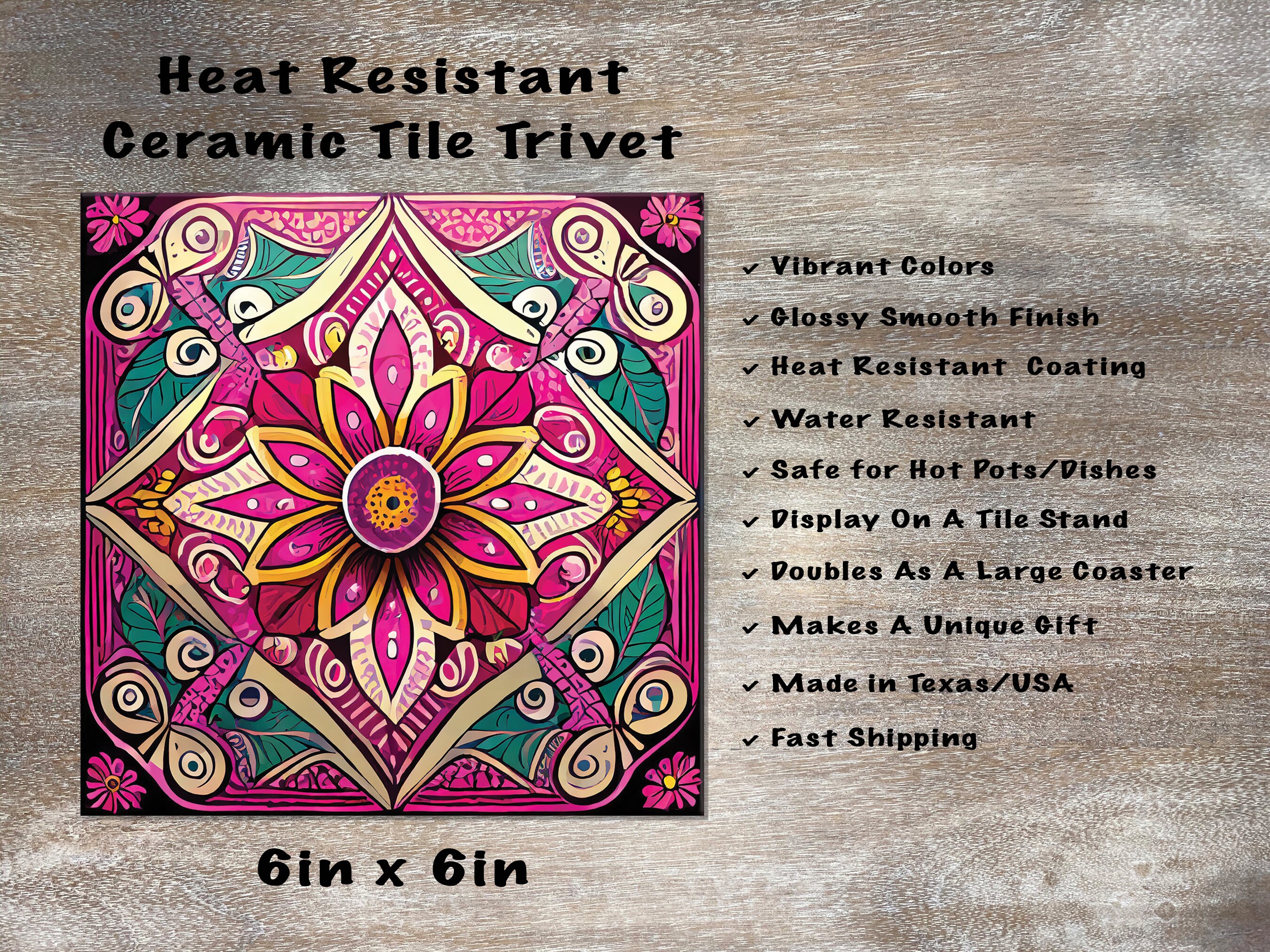 96 Designs! 6x6 Ceramic Tile Trivet. Mexican Style Tile Trivet for Hot ...
