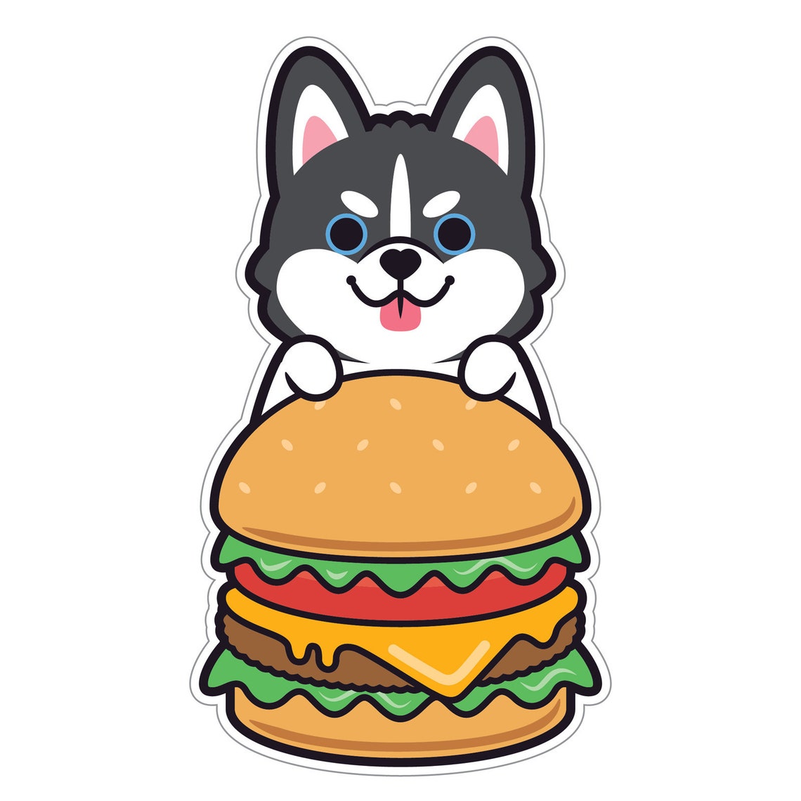 DOGGOFASHION HUsky burger Waterproof Sticker Vinyl Decal | Etsy