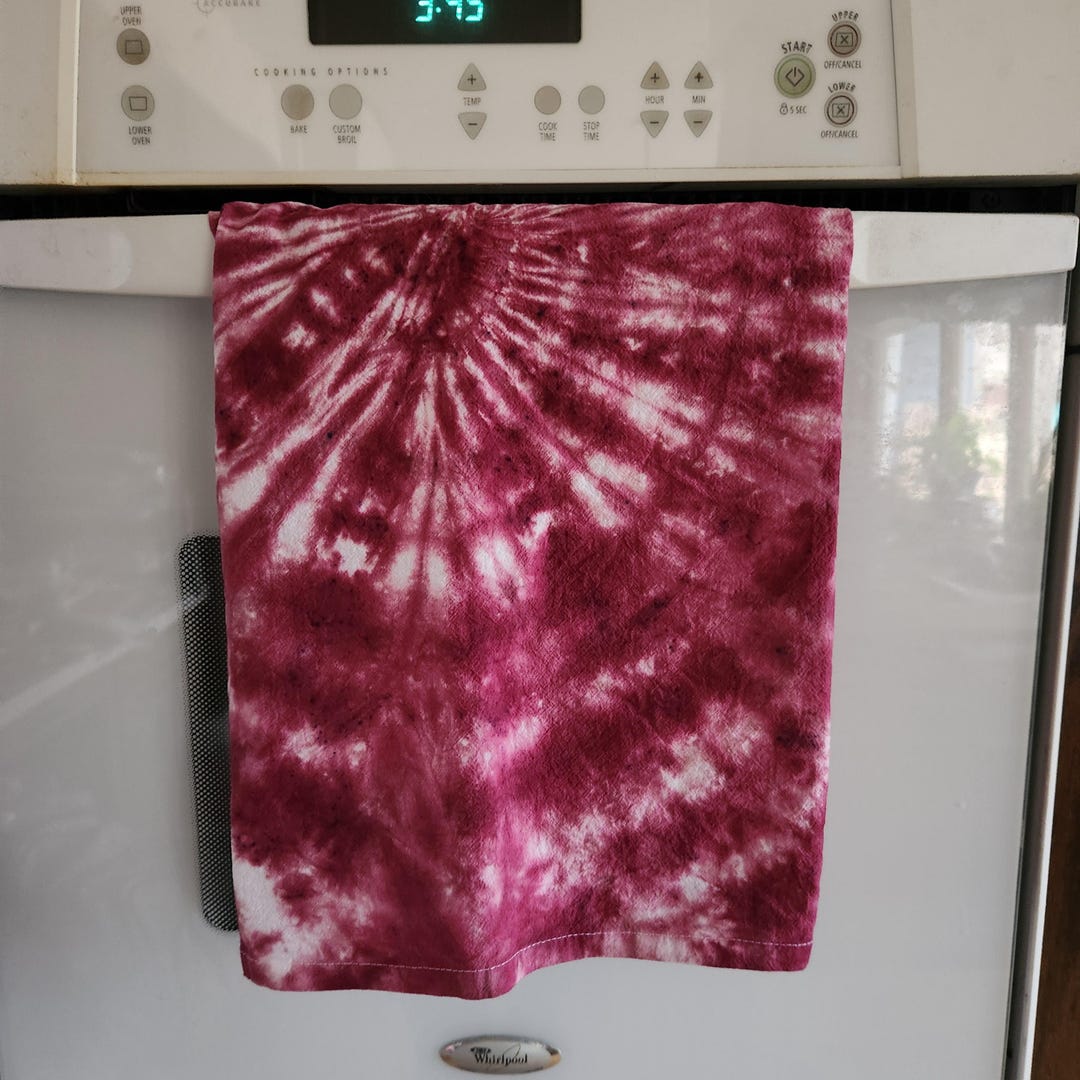 Tie Dye Maroon Dish Towel, Kitchen Dish Towel, Flour Sack Towel ...