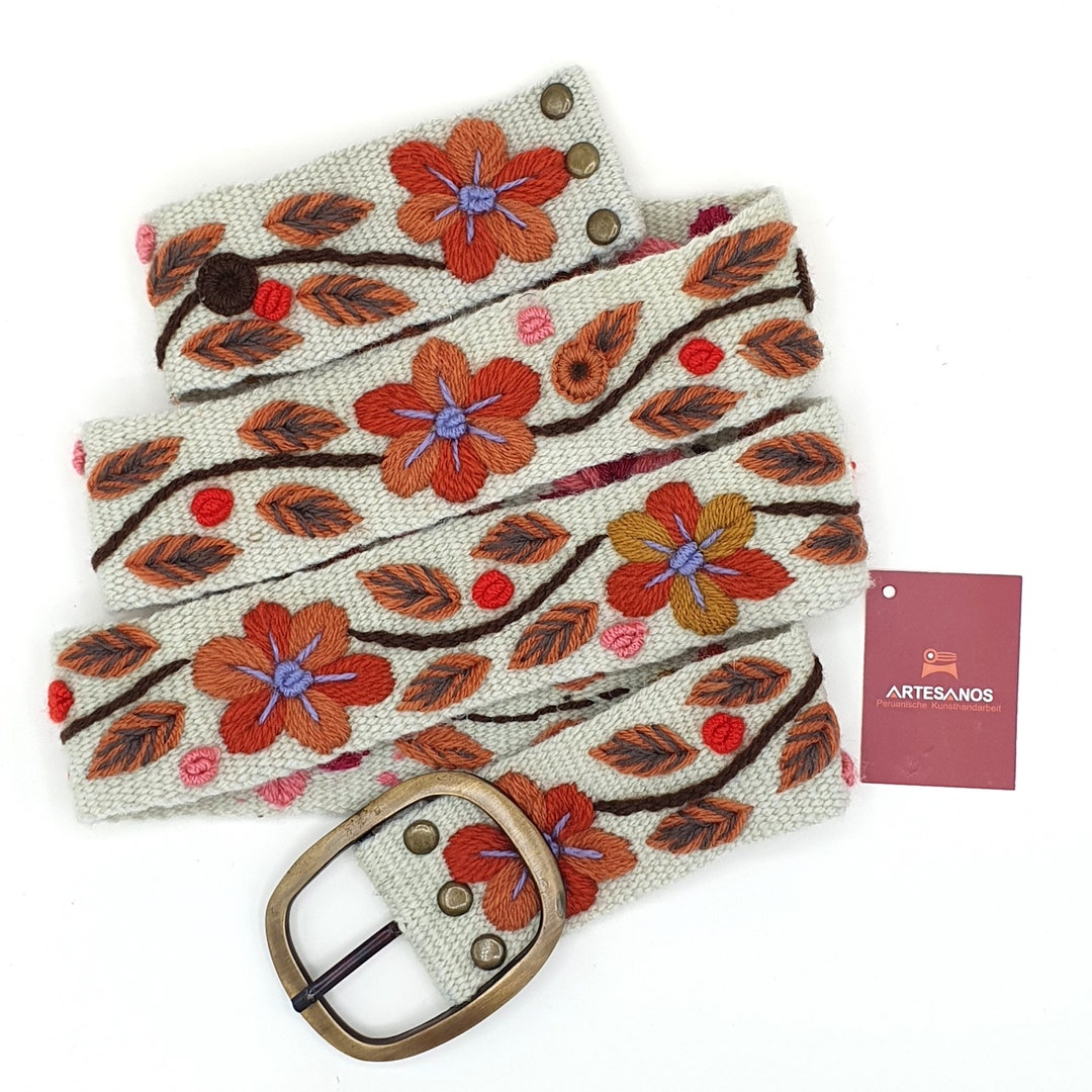 Peruvian Embroidered Belt Labyrinth Shape Wool Belt Gifts - Etsy