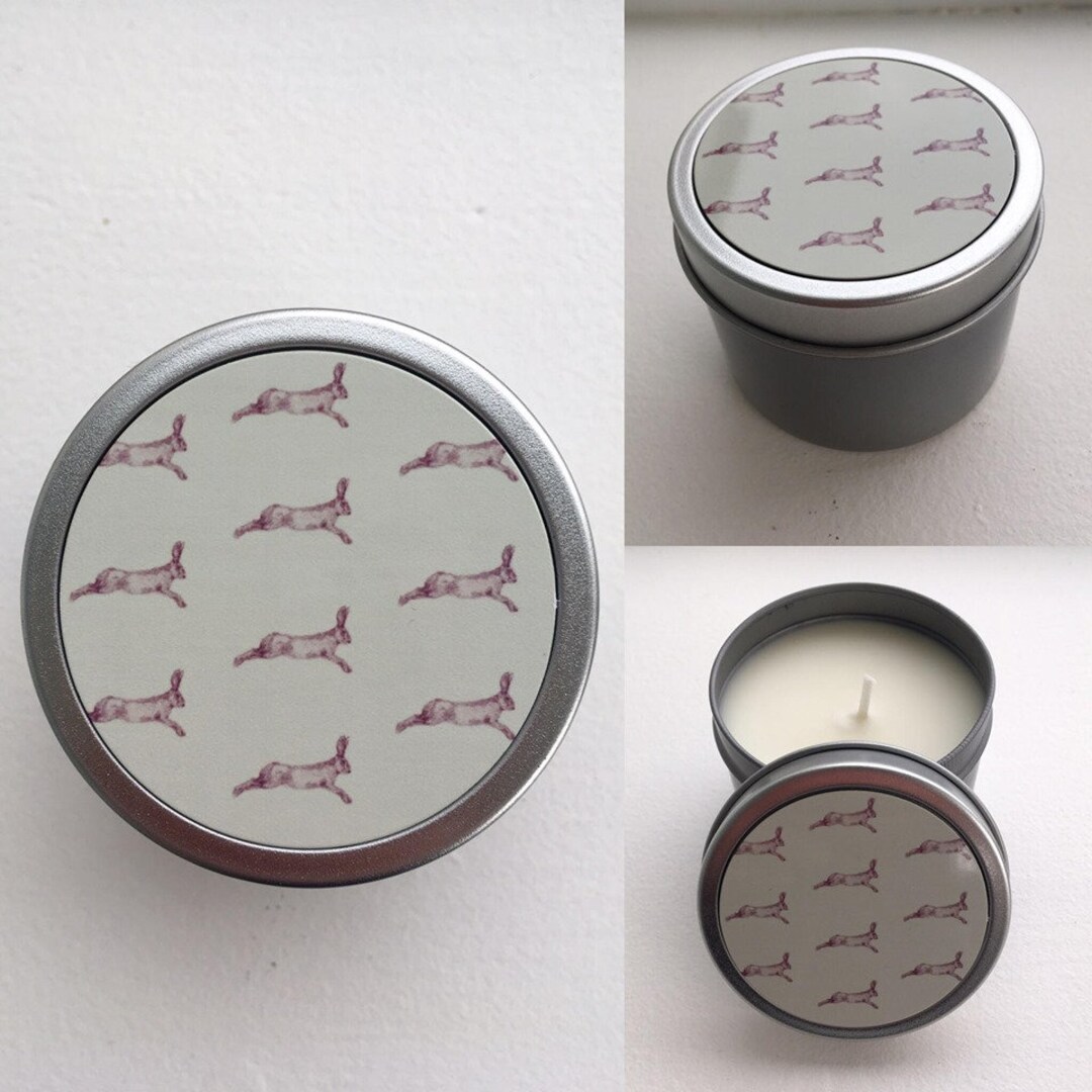Red and Beige Hare Repeat Pattern Scented Candle - Etsy