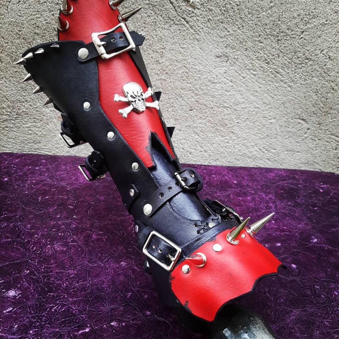 Black and Red Punked Out Arm Guards - Etsy