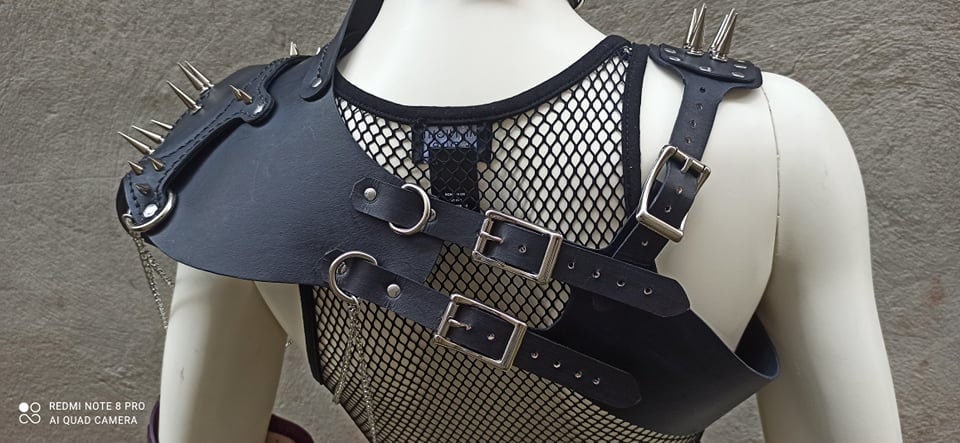 Shoulder Armor With Silver Spikes & Chain - Etsy