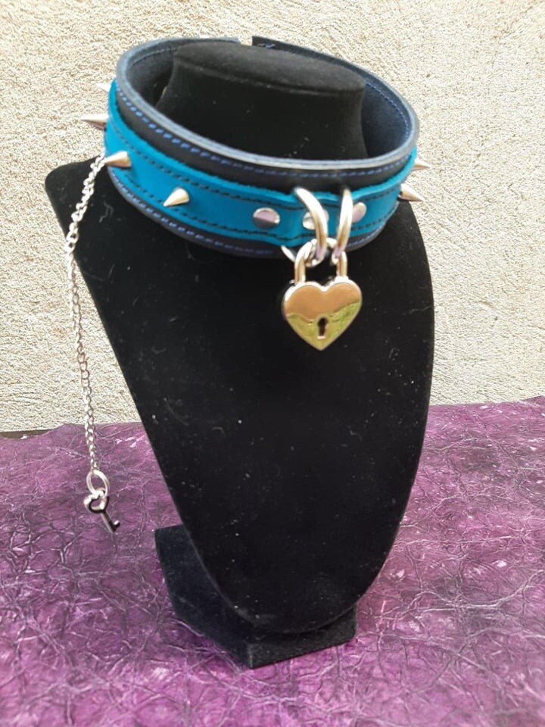 Heart Lock Spiked Collar (100% Genuine Leather) - Etsy