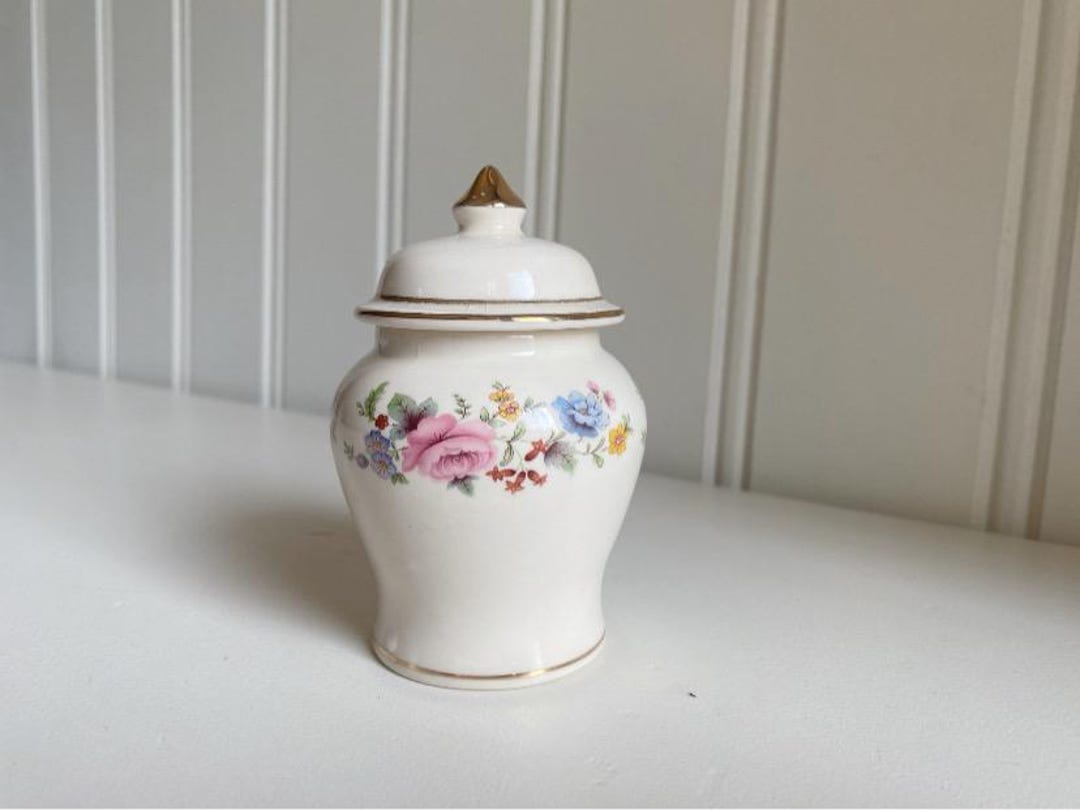 Antique Floral Ginger Jar Spice Jar Trinket Dish Sadler England Lid Jar ...
