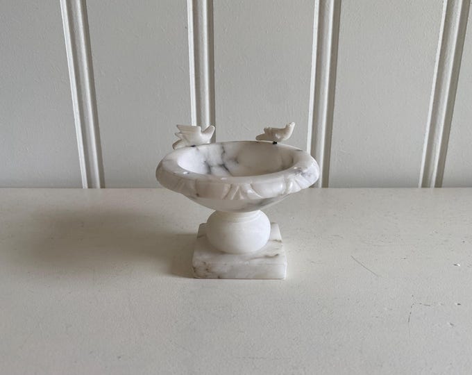 Alabaster Bird Bath Antique Pedestal Bowl Mantle Decor Shelf - Etsy