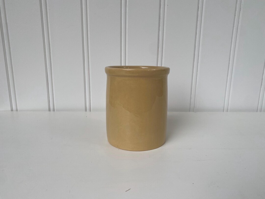 Vintage Yellow Cornishware Pot Tg Green Utensil Holder Kitchen Decor ...