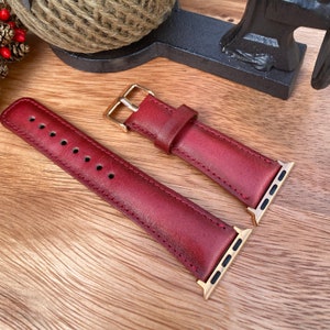 Red Genuine Leather Apple Watch Band 42mm 38mm 40mm 44mm 49mm For red-genuine-leather-apple-watch-band-42mm-38mm-40mm-44mm-49mm-for