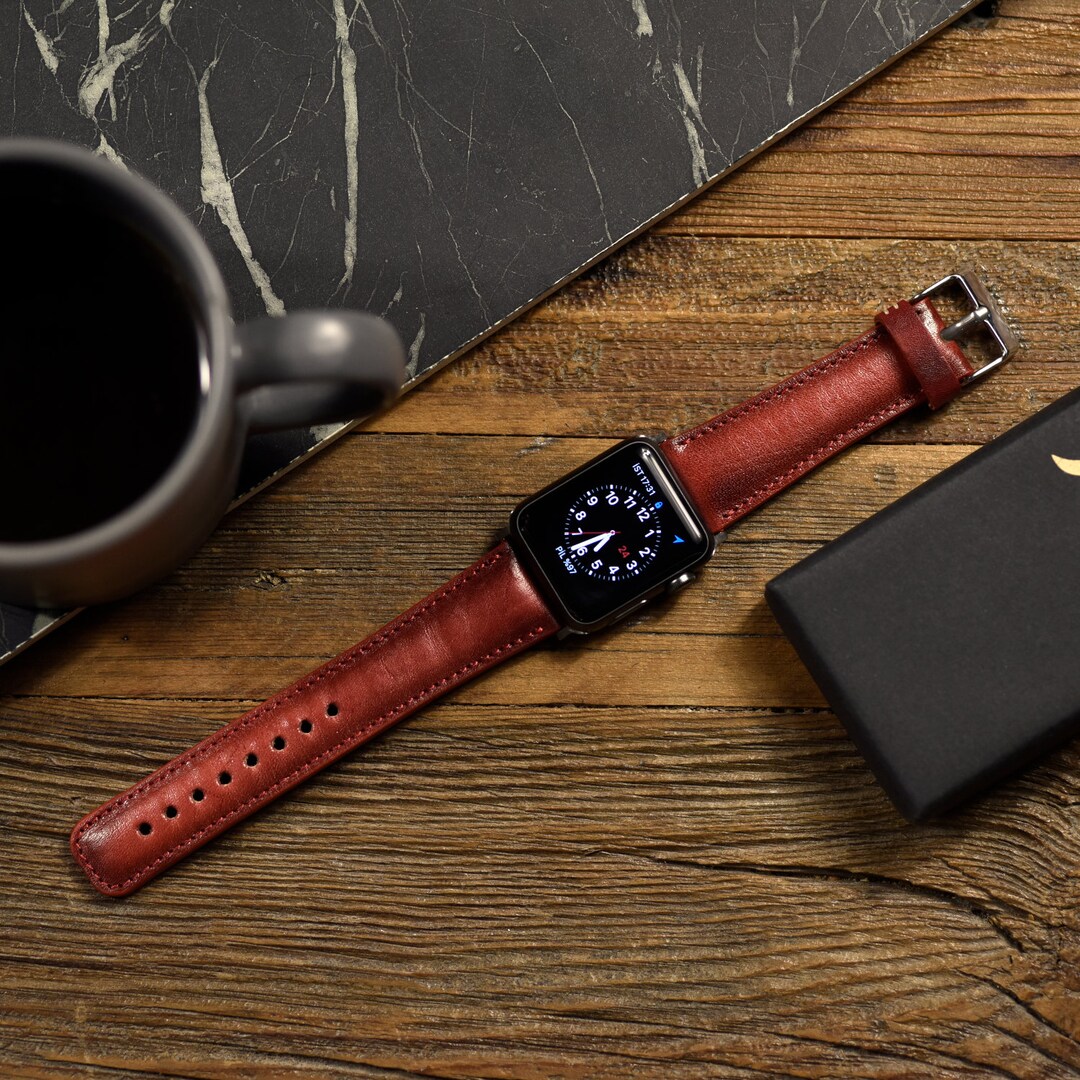 Apple Watch Leather Band Series 6, 5, 4, 3, 2, 1 Red Iwatch 4 Strap ...